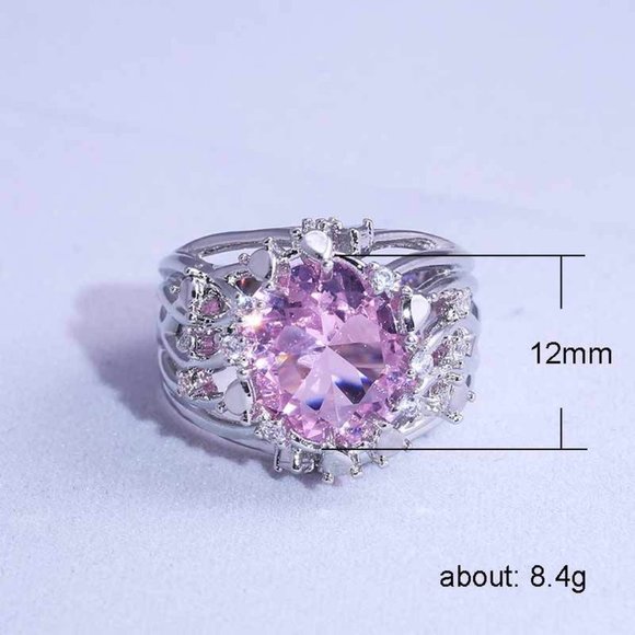 Jewelry | 925 Silver Plated Hollow Pink Flower Engagement Ring Gpmb1546 ...